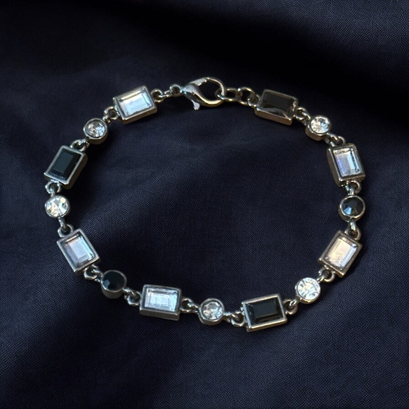 Rmn | Jewelry | Rmn Dark Silver Tone Black And Clear Stone Tennis ...